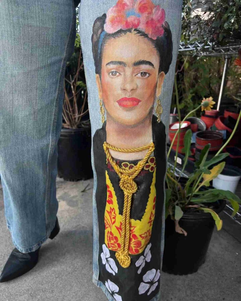 FRIDA KAHLO INSPIRED Hand Painted High Waisted Denim Jeans | RE ...