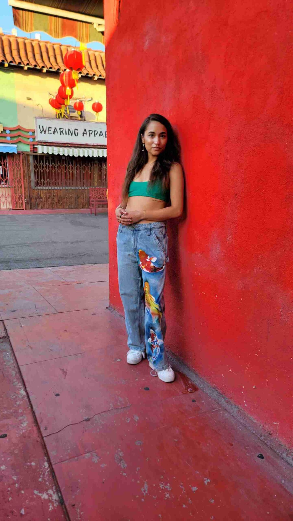 KOI FISH Painted Denim Jeans | RE.STATEMENT | The Upcycled Fashion ...