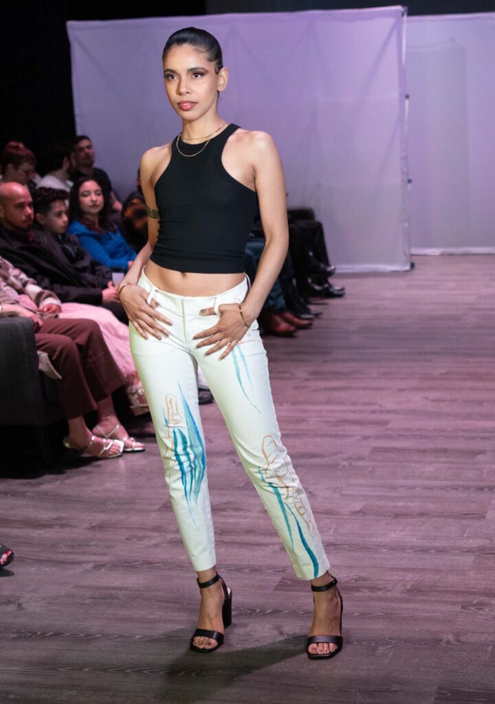 Hand-painted white pants with sharks and water | RE.STATEMENT | The ...